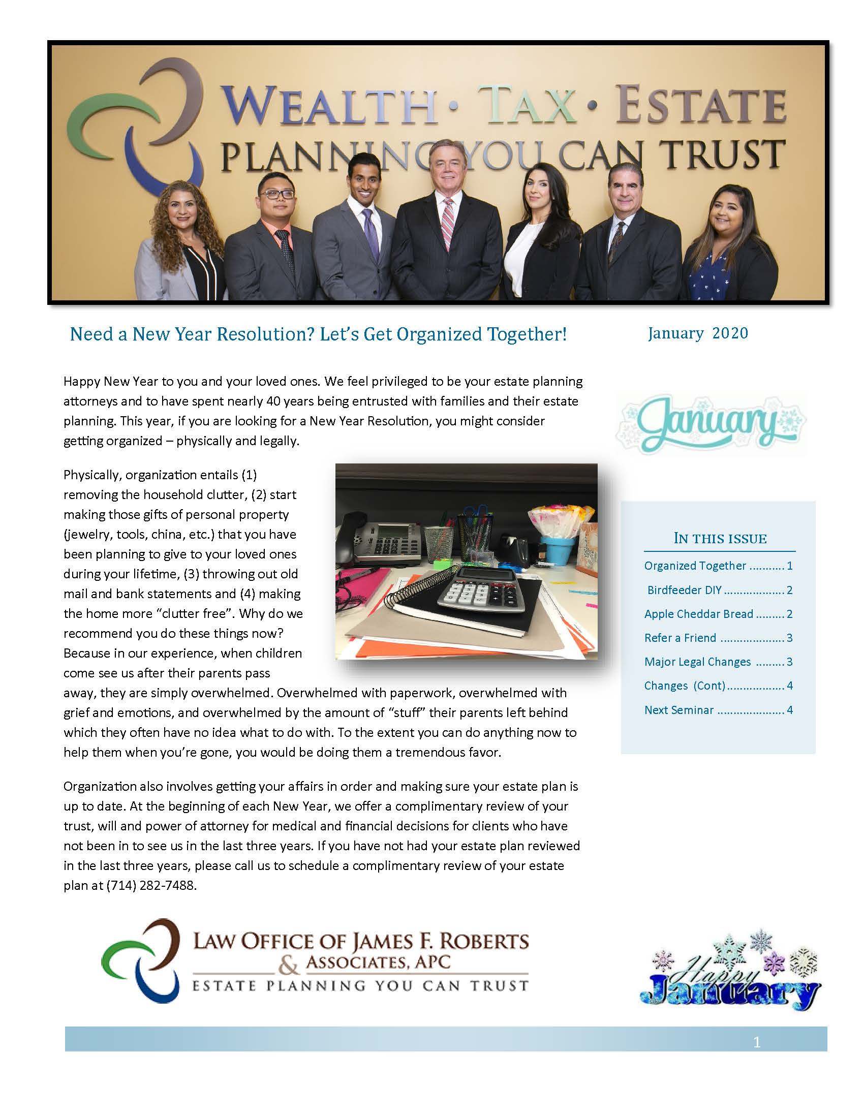 January 2020 Newsletter - Law Office of James F. Roberts & Associates, APC